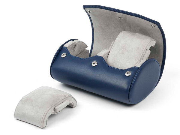 Swiss Watch Box for 2 Watches with Stand Function - Blue Leather - Carapaz